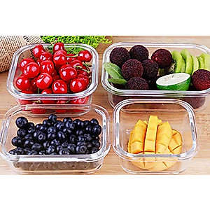 KERUITA [5-Pack,36 OZ Glass Bowl Meal Prep Containers - Glass Storage Containers with lids - Glass Lunch Bowl Airtight Leakproof Bento Box (1 Compartment)