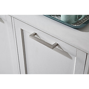 Tilt Out Trash Cabinet, Wooden Kitchen Garbage Can Free Standing Holder, Tilt Out Laundry Hamper Cabinet (Double White)