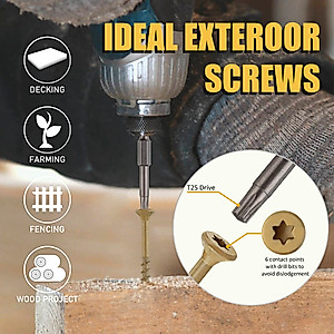 WELLOCKS Deck Screws 1-1/2", Wood Screws #8×1-1/2", Tan 204 PCS, Superior Rust Resistant, Epoxy Coated, Above 1000 Hour Salt Spray Coating T25 Torx Star Bit Included for Outdoor Wood Fence