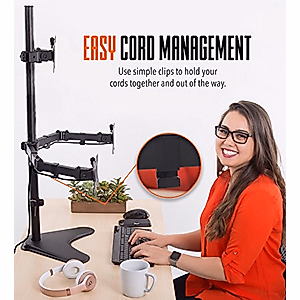 Stand Steady Triple Monitor Desk Stand with Tabletop Base, for Home or Office Use, Height Adjustable Computer Monitor Stand with Full Articulation VESA Mounts, Fits Most LCD/LED Monitors 13-32 Inches