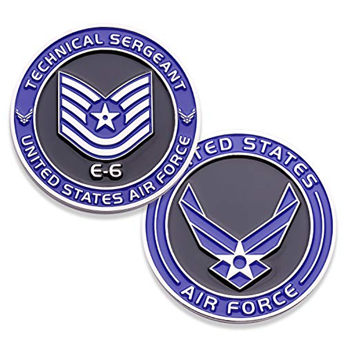 Air Force Technical Sergeant E6 Challenge Coin! United States Air Force Tech Sergeant Rank Military Coin. E-6 USAF Challenge Coin! Designed by Military Veterans - Officially Licensed Product!