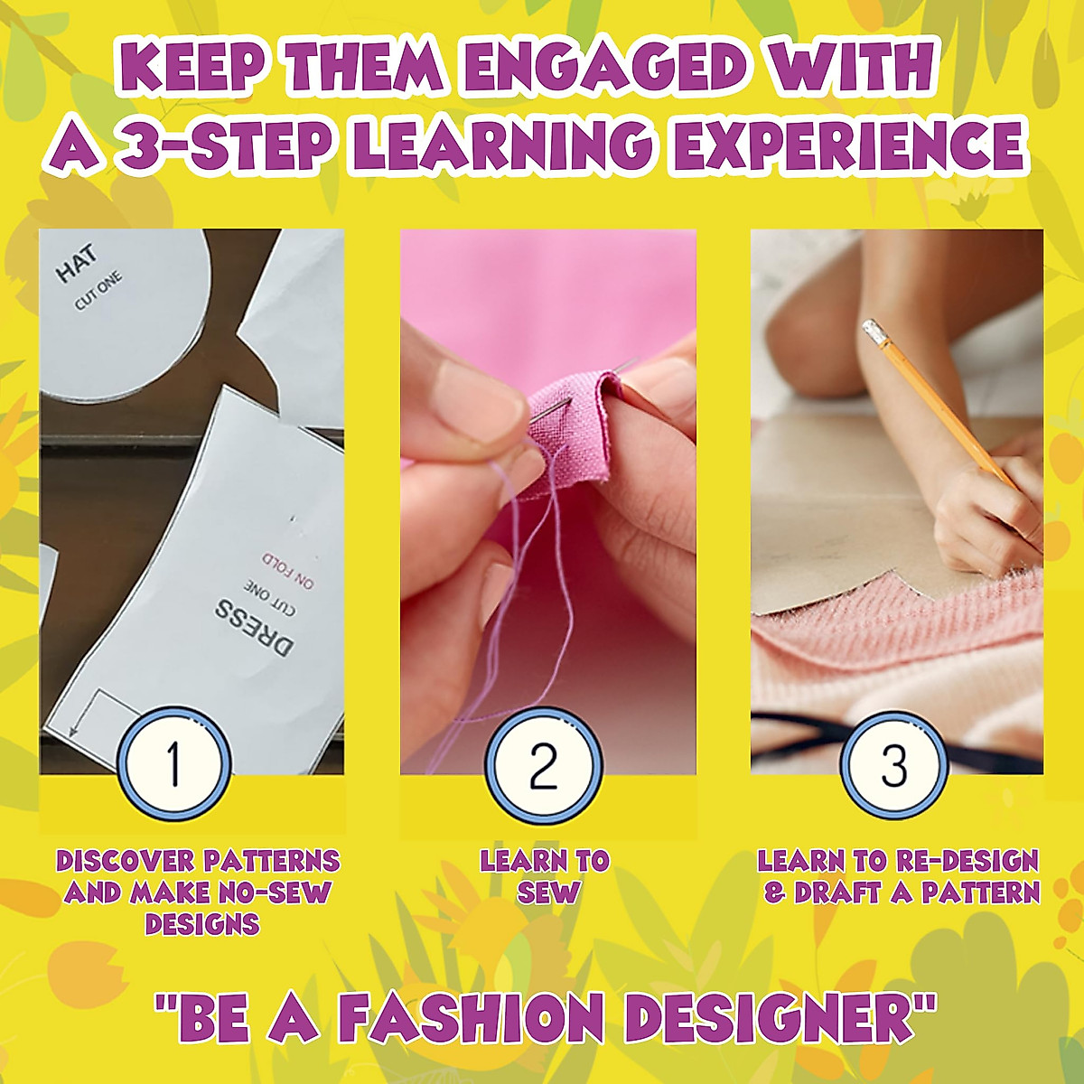 Fashion Designer Kits for Girls & Boys Ages 8+ Learn To Use Draft & Re-Design Patterns, Sew & Be A Fashion Designer For The 8.5 In. Mannequin. Top Gifts For 9 Year Old Girls, Children's Sewing Kits