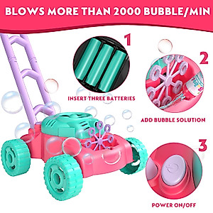 BubToy Toddler Toys Bubble Machine Great Birthday Gifts for Preschool Girls, Automatic Bubble Mower Toys & Games, Baby Activity Walker for Outdoor
