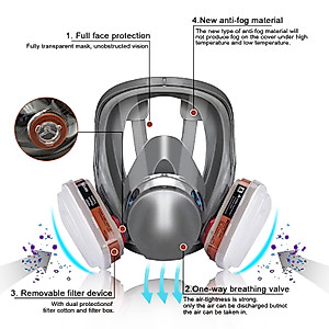 Full Face Respirаtor Reusable, Cover Organic Vapor Anti-fog mask,Full Face Cover, for Paint, Against Dust, Formaldehyde, Polishing, Staining, Car Spraying, Sanding, Cutting and other work protection