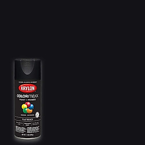 Krylon K05546007 COLORmaxx Spray Paint and Primer for Indoor/Outdoor Use, Flat Black , 12 Ounce (Pack of 1)