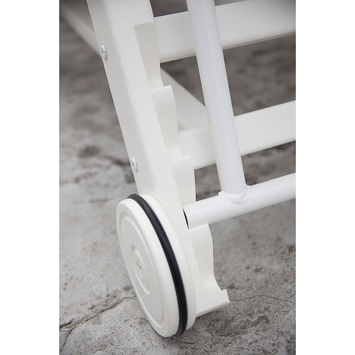 POLYWOOD NCW2280WH Nautical Outdoor Arms and Wheels, Stackable Lounge, White Chaise