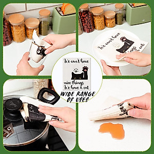 Funtery Cat Swedish Kitchen Dishcloths, 8 Pcs, Wooden, Absorbent, Quick Drying, Suitable for Daily Use, Cat Lover Gifts