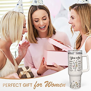 SANDJEST Christian Gifts for Women, Inspiration Gifts Tumbler 40oz Stainless Steel Insulated with Handle and Straw - Mother's Day Birthday Religious Gifts for Mom, Friend, Sister, Grandma