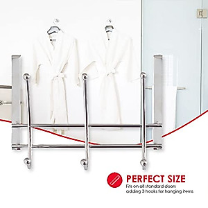 Home Basics Over The Door Hook, Steel Heavy Duty Door Hanger for Coats Robes Hats Clothes Towels, Hanging Towel Rack Organizer, Chrome