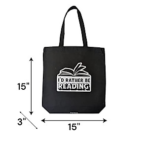 Expression Tote Bag - Everyday Canvas Tote Bag With Expressions (Rather Be Reading Black)