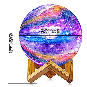DTOETKD Moon Lamp, Kids Night Light, 16 Colors Galaxy Lamp, 5.91 inch 3D Printing LED Moon Light with Stand, Remote&Touch Control, USB Rechargeable Birthday Christmas Gift for Girls Lover, Home Decor