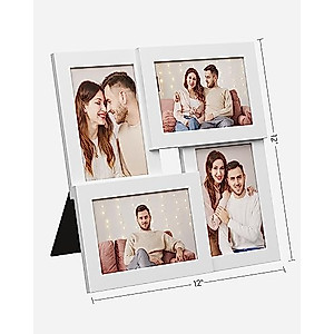 SONGMICS 4x6 Collage Picture Frames, Family Photo Collage Frame Set of 4 for Wall Decor, Glass Front, Wall Hanging or Tabletop, White