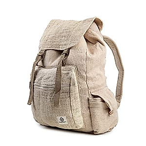 Large Hemp Backpack - Eco Friendly Unisex Rustic Bag Durable by Freakmandu White