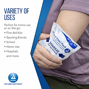 Dynarex Disposable Ice Packs for Injuries - Instant Cold Packs for First Aid, Swelling, Sprains & Abrasions - Single Use Cold Pack & Cold Compress Packs for Joint & Muscle Pain - 24-Pack, 4x5-Inch