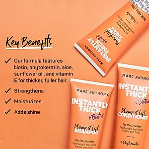 Marc Anthony Instantly Thick Shampoo, Conditioner and Hair Cream Set - Biotin & Aloe for Thicker & Fuller Hair - Volumizing & Thickening, Product for Thin, Fine Hair - Pack of 3, 22 Ounce