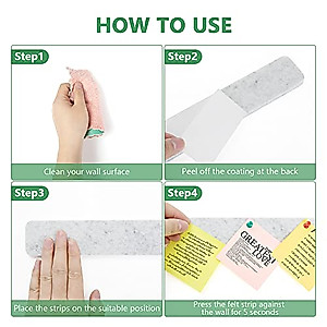 8 Packs Strips Felt Bulletin Board Bar with 50 Push Pins for Office Home,Self-Adhesive Felt Cork Board Bar Strips for Paste Notes, Photos, Schedules(Black,White,Gray)