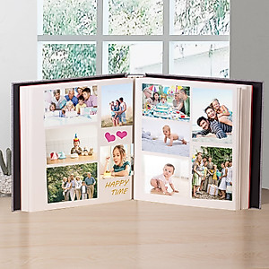 Photo Album Self Adhesive 3x5 4x6 5x7 6x8 8x10 8.5x11 11x10.6 Magnetic Scrapbook Album DIY Length 11x10.6 Inch 40 Pages Linen Cover DIY Photo Album with A Metallic Pen and DIY Accessories(Gray)