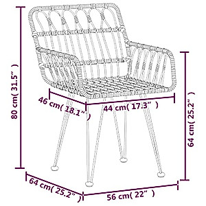 vidaXL 2X Patio Chairs with Armrest Garden Outdoor Lawn Terrace Balcony Backyard Dining Dinner Dinette Chair Seat Seating Furniture PE Rattan