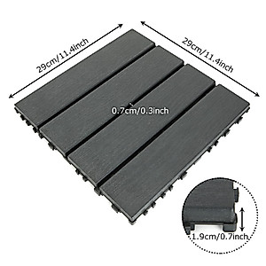 9 Pack Plastic Interlocking Deck Tiles, 12x12 Inch Patio Deck Tiles, Square Composite Decking Tiles, Waterproof Outdoor Plastic Flooring Tile for Balcony Porch Backyard Poolside, All Weather Use