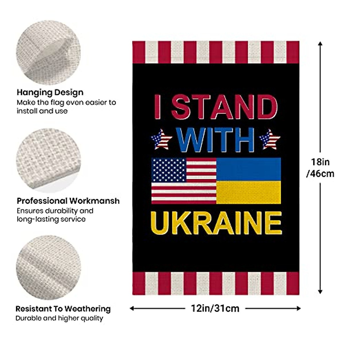 Ukraine Garden Flag Ukrainian National Garden Flag I Stand With Ukrainer Flag Vertical Double Sided for Outside Yard Lawn 12x18 Inch