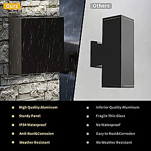 illumishin Modern Outdoor Wall Light,LED Wall Mount Sconces Lamp Exterior Light Fixture with Glass Shade 3000K Outside Waterproof Square Wall Lamp Warm Lantern for House Patio Garden Garage