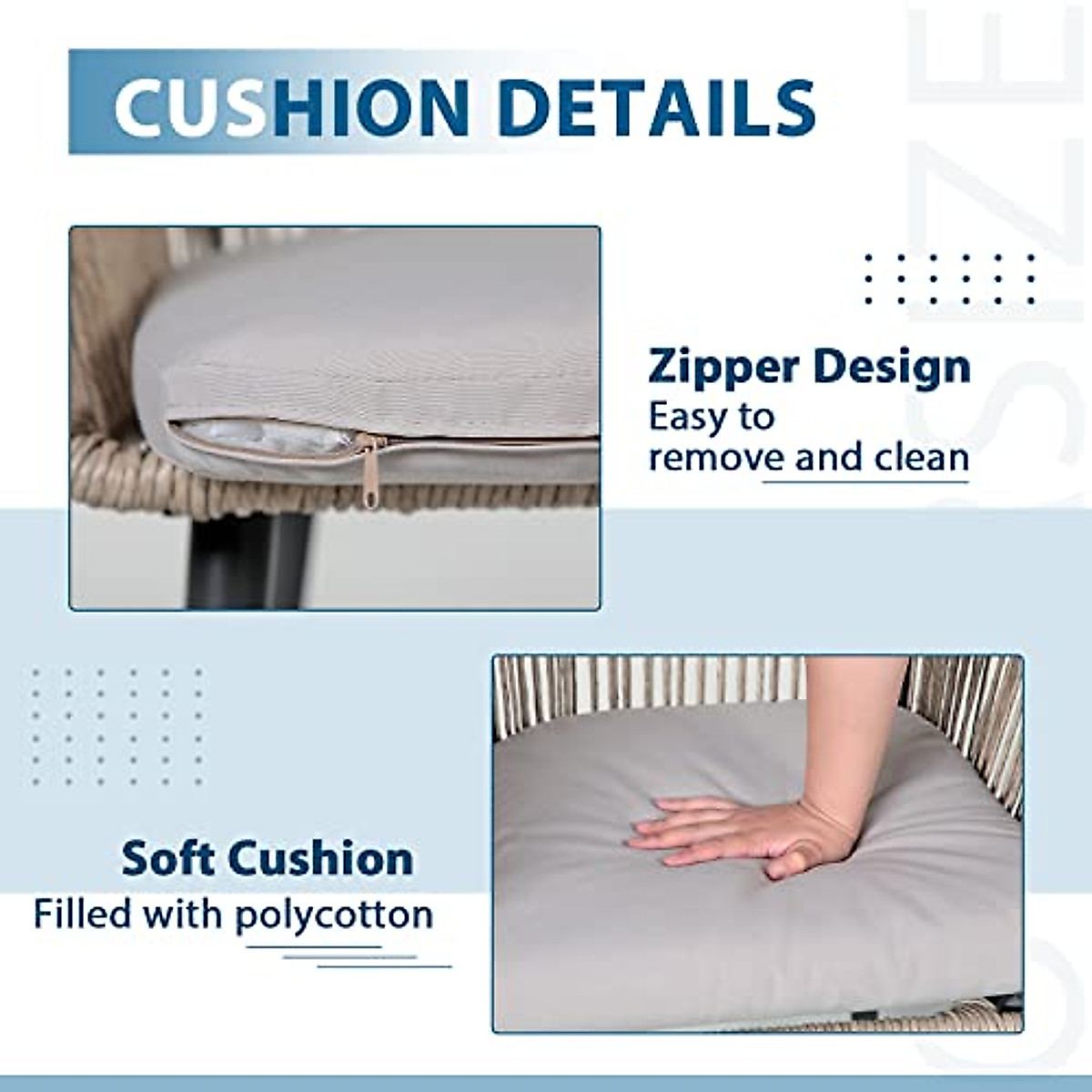 JOIVI 5 Piece Outdoor Dining Set, Wicker Patio Furniture Dining Table and Chairs Set with Cushions for 4 People, Tempered Glass Tabletop with 2.16” Umbrella Hole, for Lawn, Backyard, Garden