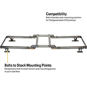 1967-1972 Chevy/GMC C10 Full-Size Truck Seat and Console Mount: Durable Steel, Easy Bolt-In Installation, Accommodates Bucket Seats, Includes Mounting Hardware