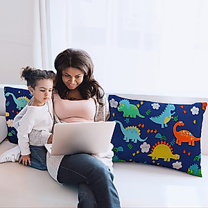 Kids Pillowcase Standard Size Pillowcase Boys Dinosaur - Cartoon Reversible Pillowcase for Children 20 X 30 Inch - Double Sided - 1 Piece Kids Bedding Pillowcase by UOMNY