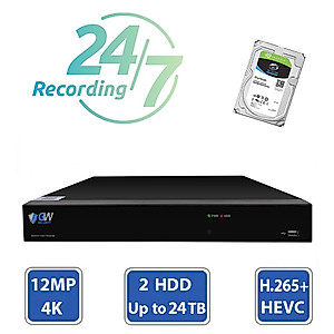 GW Security 32 Channel 12MP NVR 4K Smart AI Security Camera System with 32 x 4K (8MP) IP PoE Microphone Dome Camera, 100ft Night Vision, Face/Human/Vehicle Detection Waterproof Surveillance Camera