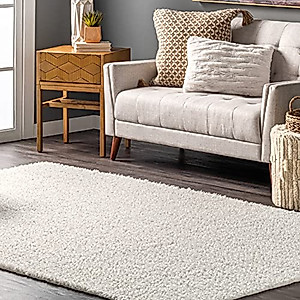 nuLOOM Marlow Machine Washable Soft Shaggy Faux Sheepskin Area Rug, 5' x 8', White