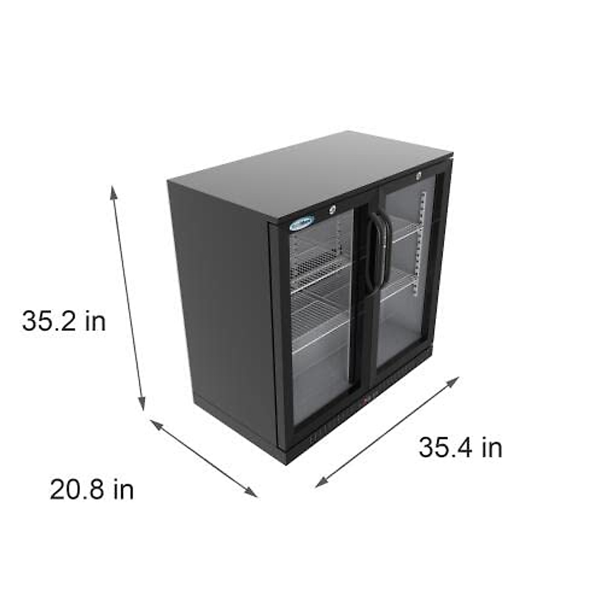 Koolmore BC-2DSW-BK 2 Door Back Bar Cooler Counter Height Glass Door Refrigerator With Led Lighting - 7.4 Cu.Ft.; Black