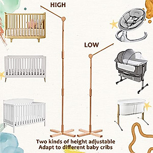 QIUJUUN Floor-Standing Crib Mobile Arm 61 Inches,Mobile Arm for Crib Wooden Nursery Decor Hanger,Hanging Attachment Set Upgrade Floor Stand