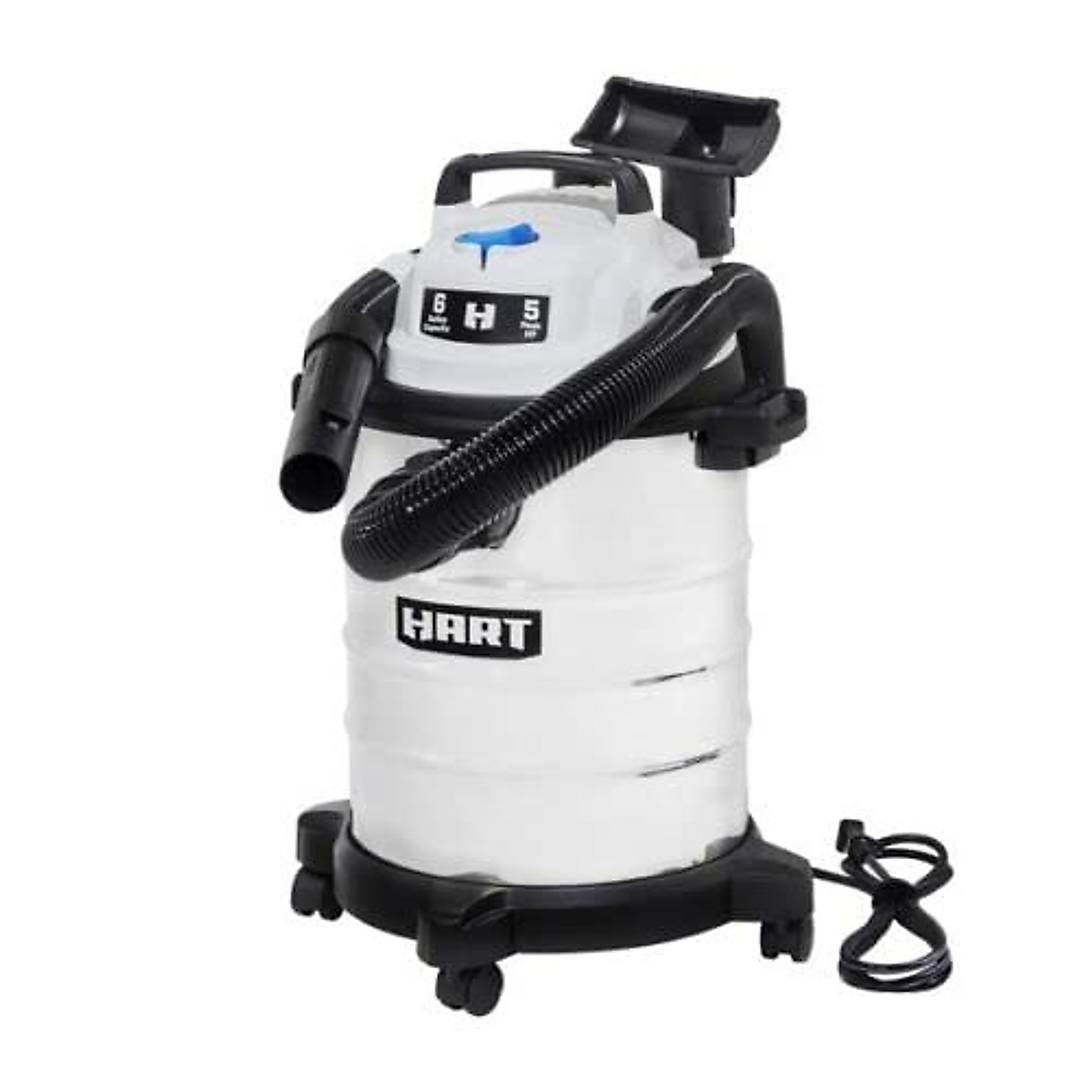 TELES 6 Gallon 5 Peak HP Stainless Steel Wet Dry Vacuum with Casters Powerful Cartridge Filter