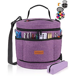 Katech Crochet Bag Yarn Storage Organizer, Knitting Bag Yarn Bag for Crocheting, Yarn Storage Yarn Holder for Crochet Yarn, Crochet Hooks, Crochet Accessories, Knitting Kit, Knitting Crochet Supplies