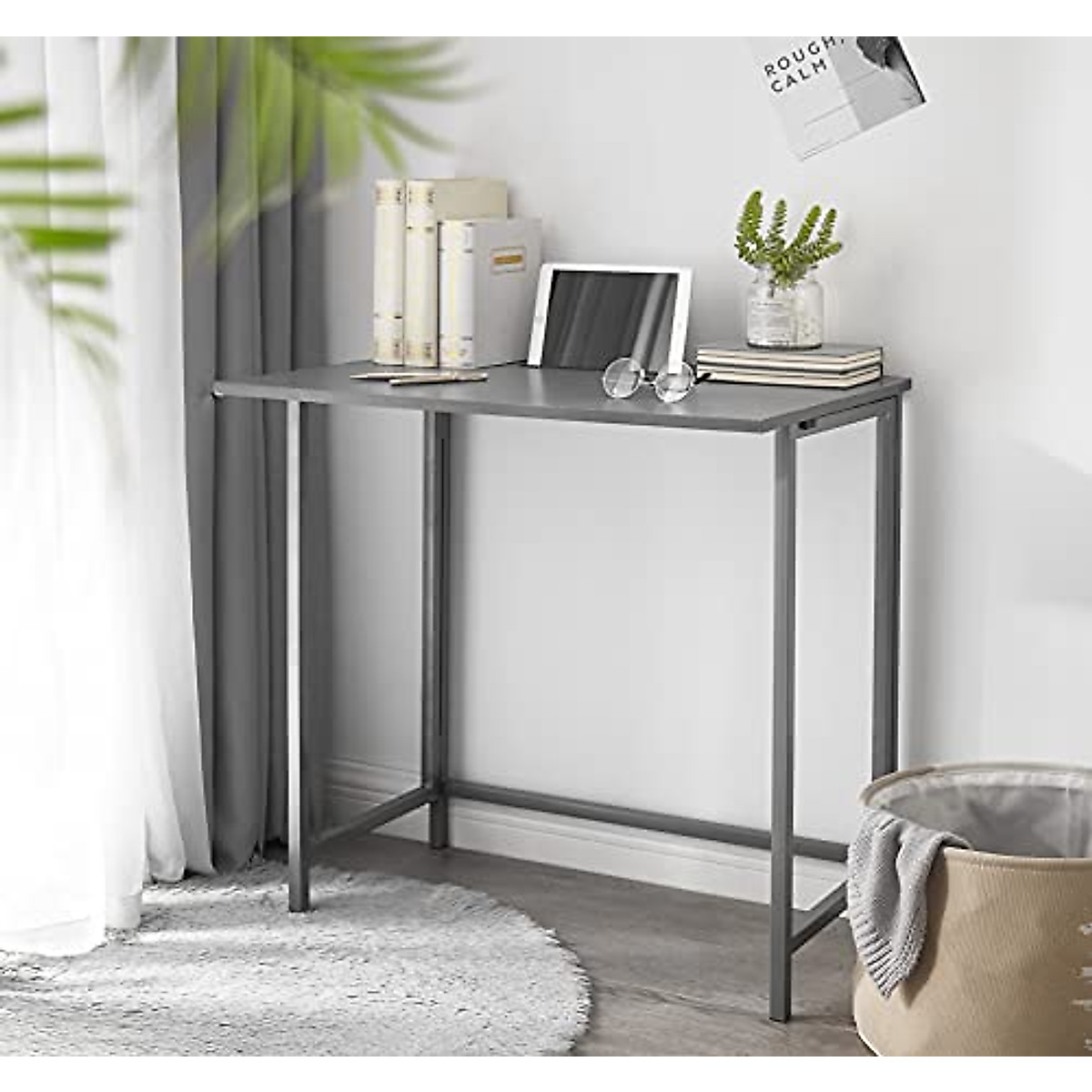 Urban Shop Tools Assembly Folding Desk with Tablet Slot, Grey