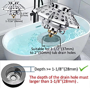 AzWzz 1 PCS Bathroom Sink Drain Stopper with Strainer and 1 PCS Bathtub Drain Stopper with Drain Hair Catcher, 3 in 1 Feature, All Brass Plating Process