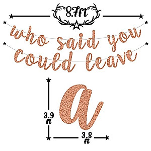 Rose Gold Glitter Who Said You Could Leave Banner, The Legend Has Retired/Good Luck We Will Miss You, Retirement Party Decorations Supplies