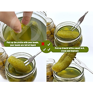 Pickle Forks Olive Fork pickle grabber,pickle picker for the jar,Cocktail Forks,Set of 4,long handle 7.8in