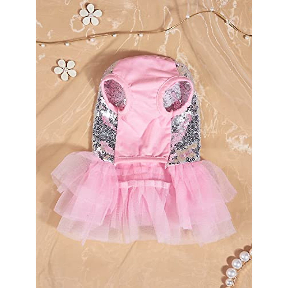 QWINEE Bling Dog Dress Bow Decor Mesh Puppy Tutu Skirts Cute Princess Dog Cat Dress Pet Summer Holiday Birthday Dress for Small Medium Cats Dogs Kitten for Summer Pink B M