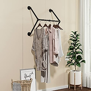 ONOTETUT Industrial Pipe Clothing Rack,Detachable Pipe Wall Mounted Clothes Rack,Industrial Space-Saving Hanging Clothes Rack,Multi-Purpose Pipe Garment Racks for Laundry Room