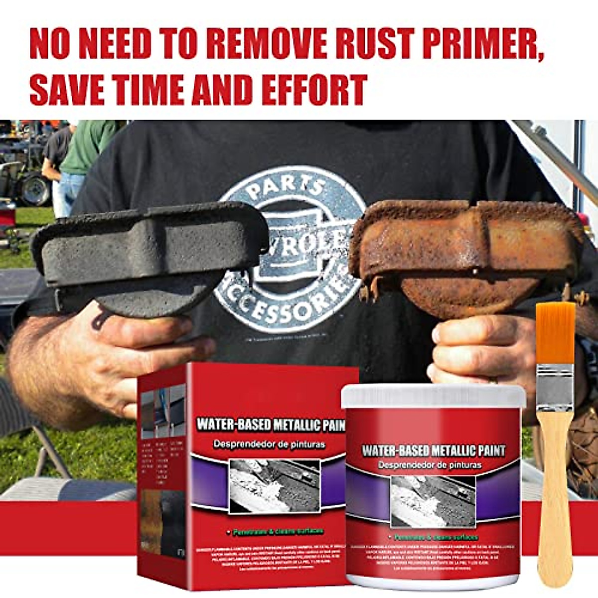 Fractionk Water-Based Metal Rust Remover, Multi Purpose Anti-Rust Rust Remover Repair Protect, Car Chassis Rust Converter, Maintenance Cleaning Rust Dissolver for Car, with Brush (3pcs)