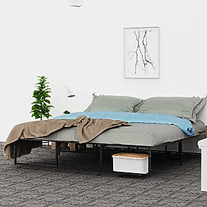 REGOSS Twin Metal Bed Frame, 14 Inch Heavy-Duty Metal Platform Bed Frame with Storage and Anti-Slip Strap, Noise Free Bed Frame Features Sturdy Metal Slats, No Box Spring Needed, Easy Assembly