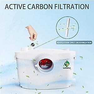 600W Macerator Toilet Pump for Macecrating Toilet, Sewerage Sump Pump for Basement Room Toilet, for Upflush Waste Water, with 4 Water lnlets Connectable Sink, Shower Room, Laundry, Tub