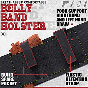 Bundle of Belly Band + Ankle Holster, Concealed Carry with Magazine Pocket/Pouch for Women Men Compatible with Glock, Ruger LCP, M&P Shield, Sig Sauer, Ruger, Kahr, Beretta, 1911, etc