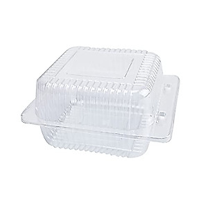 Clear Hinged Plastic Containers with Lids,50PC Square Hinged Food Individual Cake Slice Containers Disposable Plastic Clamshell Takeout Tray for Salads,Sandwiches 5.3x4.7x2.8 Inch