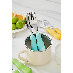 ANNOVA Kids Silverware 6 Pieces Set Children's Flatware - Stainless Steel Cutlery - 3 x Safe Forks, 3 x Dinner Spoons - Toddler Utensils Without Knives for Lunch Box BPA Free (Mix)