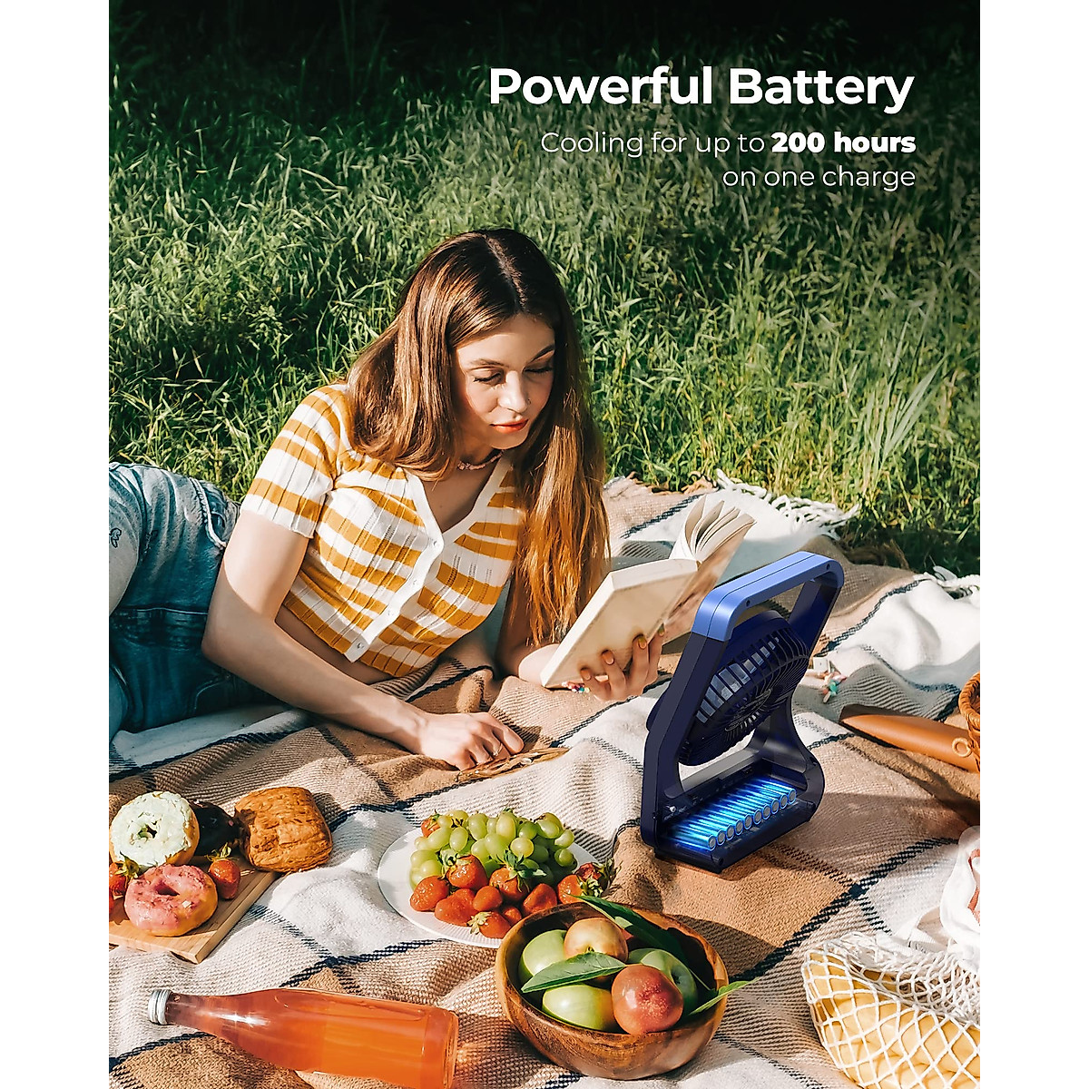 Rechargeable Battery Operated Fan 20000mAh, Camping Fan for Tents, Portable Long Last USB Desk Fan for Hurricane Season,3 Speed, 360°Rotation,2/4 hours Timer