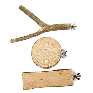 HANABASS 3pcs Parrot Standing Stick Natural Bird Perches Parrot Exercise Toys Hamster Teeth Grinder Parakeet Cage Perch Hamster Supplies Bird Cage Accessories Bird Tree Pet Toy Wooden