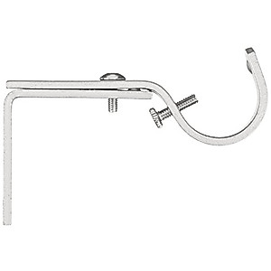 Amazon Basics 1-Inch Curtain Rod with Round Finials - 1-Pack, 72 to 144 Inch, Nickel & Adjustable Curtain Rod Wall Bracket Hooks, Set of 2, Silver Nickel