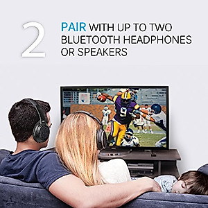 MEE audio DualStream S1 Headphone and Speaker Bluetooth Wireless Audio Transmitter/Streamer with aptX Low Latency technology for TVs and other devices (analog input via headphone jack or RCA)